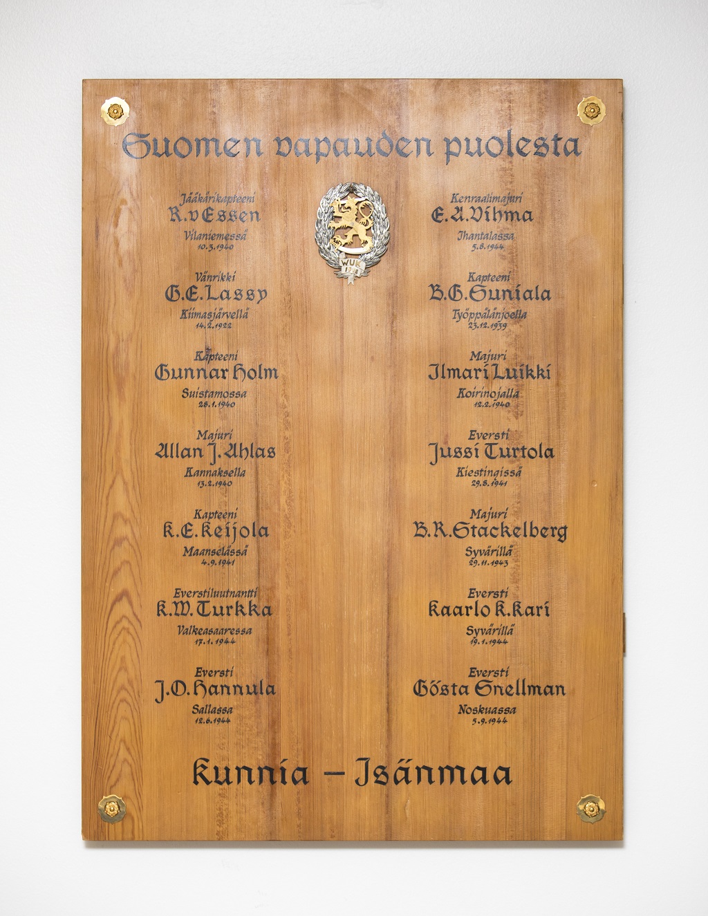 Päärakennuksen esineet – Taistelukoulun verkkomuseo